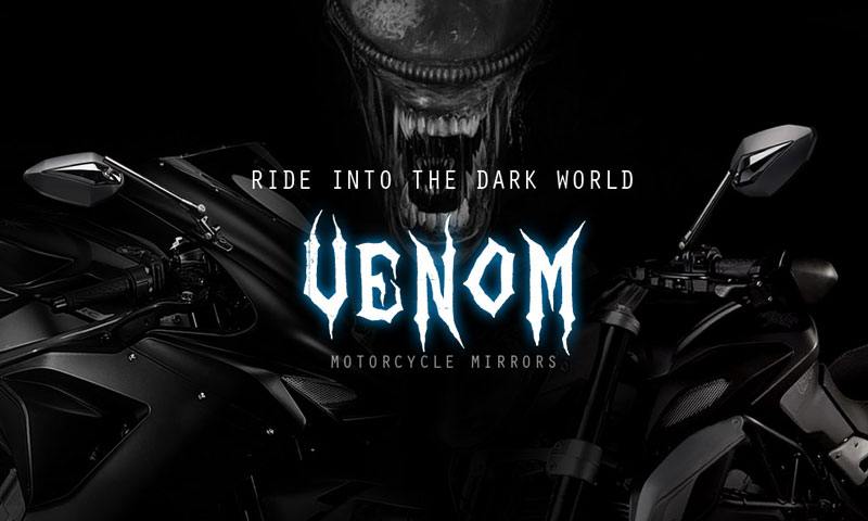 KiWAV Venom Motorcycle Mirrors - Ride Into The Dark World.